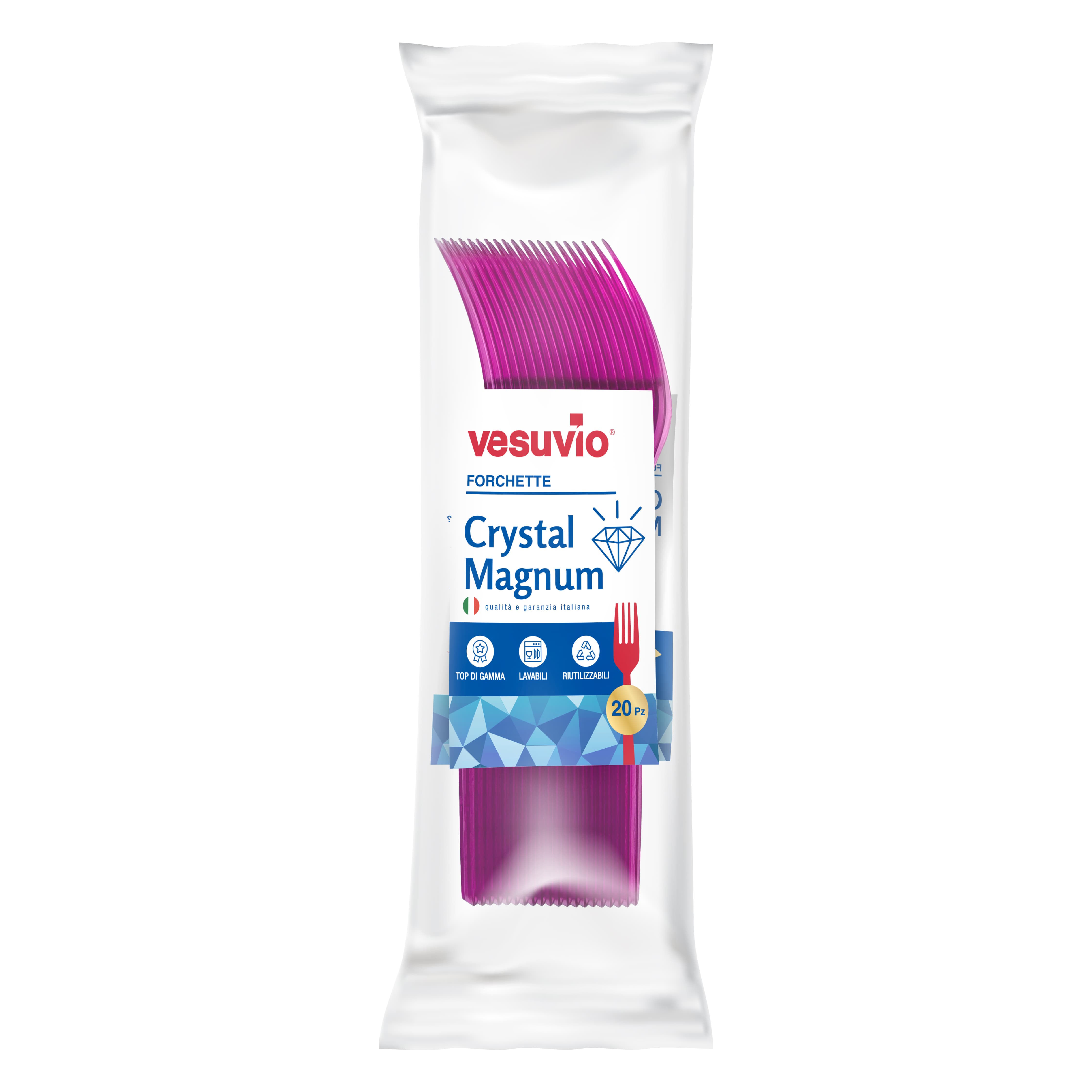 VESUVIO Forchette Crystal Magnum Rosa 20 PZ - Vesuvio Shop